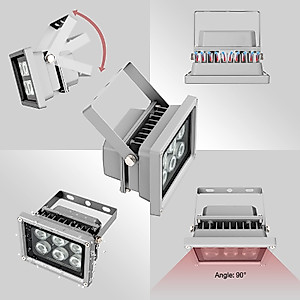 Univivi Infrared Illuminator, 850nm 6 LEDs 90 Degree Wide Angle IR Illuminator for Night Vision,Waterproof LED Infrared Light for IP Camera,CCTV Security Camera