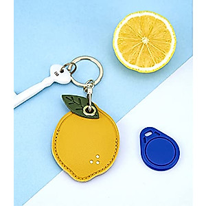 Tomcrazy 3in1 Protective Case for Airtag/Samsung Galaxy SmartTag/Huawei Tag/Access Card Keychain/Tile Sticker 2022 Mate 2020 Cover Pendant for Backpack Bag Satchel Suitcase(Lemon)