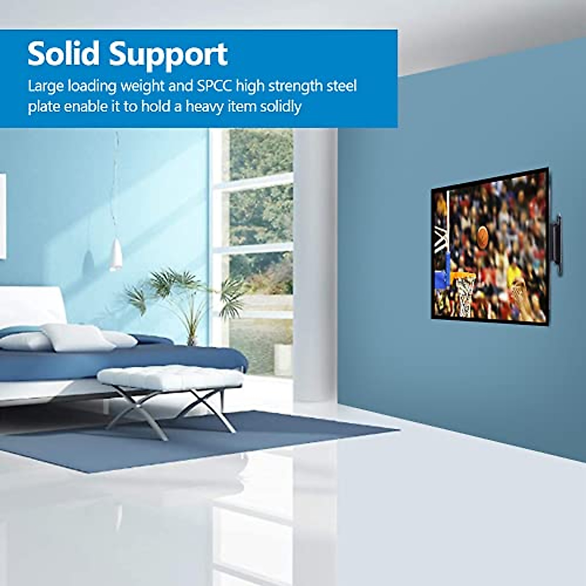 Wall Hung TV Bracket, 24in TV Wall Mount Bracket for Most 12-24 inch LCD, LED and Plasma TV, Mount with Large Loading Weight and SPCC High Strength Steel Plate（Aluminium Alloy）