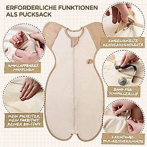 CCOCCOZAM Swaddle, Organic, Ivory, Small, 0-3 Months, 7-13 lbs, Transition Baby Sleep Sack, Dramatically Better Sleep