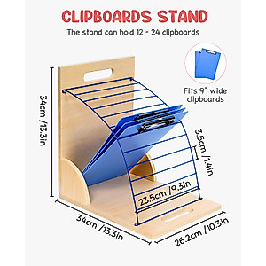 Gamenote Clipboard Holder - Wood and Metal Clipboard Stand Clipboards Storage Rack Small White Board Organizer for Classroom Office (Assembly Required)