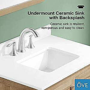 Ove Decors Kansas 30 in. Single Sink Bathroom Cultured Marble Countertop Vanity, 30 inches, in Midnight Blue