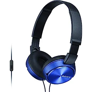 Sony MDR-ZX310AP ZX Series Wired On Ear Headphones with mic, Blue, 1 x 1 x 1 inche