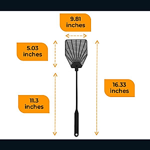 OFXDD Rubber Fly Swatter, Long Fly Swatter Pack, Fly Swatter Heavy Duty, Total Random Colors (3 Pack)