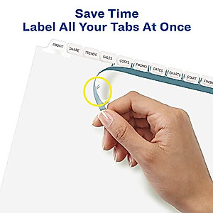 Avery 12 Tab Dividers for 3 Ring Binder, Easy Print & Apply Clear Label Strip, Index Maker Customizable White Tabs, 6-Pack of 5 Sets, 30 Sets Total (11429)