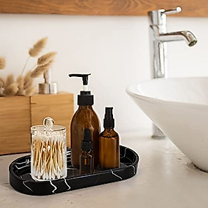 Bathroom Vanity Tray, 2 Pack Acrylic Qtip Holder Dispenser Canister Apothecary Jars with Lid，Bathroom Tray Organizer Storage for Perfume Jewelry Candle Cotton Ball Cotton Swab Cotton Round Pads