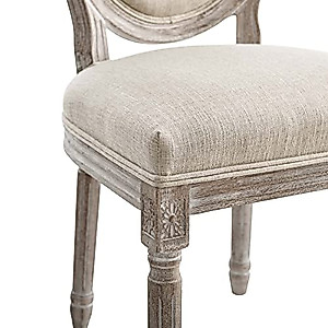 Modway Emanate French Vintage Upholstered Fabric Dining Side Chair in Beige