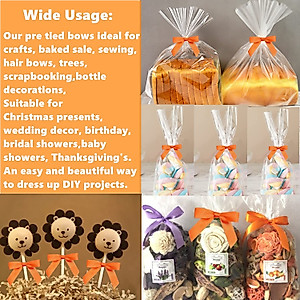 GUIFIER 50 Pack 3" Satin Twist Tie Bows, Twist Bows for Treats, Ribbon Bows with Twist Ties Gift Wrap Bows, Pretied Bows Ties for Cake Pops, Baby Shower, Sweets Packaging, Party Favors, Gifts(Orange)