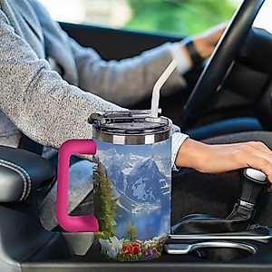 Tulips Floral 40 Oz Tumbler Insulated Stainless Steel Water Bottle Travel Mug Car Cup with Handle And Straw