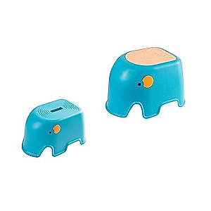 Household Step Stool 2pcs Baby Non- Training Two Helper Blue Stools Anti- Potty Step Footstool Kids Plastic Stool Elephant Cartoon Living Household for Sizes Ottoman Chairs