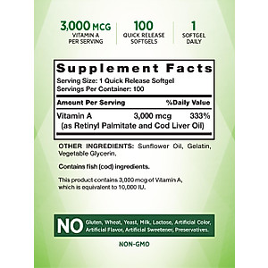 Vitamin A 10000 IU Softgels | 100 Count | Non-GMO, Gluten Free Supplement | by Nature's Truth