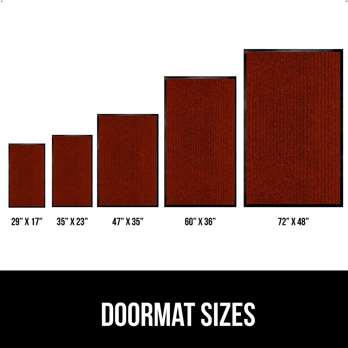 Gorilla Grip Traffic Guard Door Mat, 72x48, Heavy Duty Welcome Mats, Commercial Office Space Doormat, Waterproof, Fade Resistant, Strong Rubber Backing, Low Profile, Shoe and Boot Scraper, Red