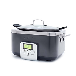 GreenPan Elite 8-in-1 Programmable 6QT Electric Slow Cooker, Dishwasher Safe Lid & Removable Crock, PFAS-Free Healthy Ceramic Nonstick Multi-Cooker, Sear,Sauté/Brown,Steam Basket,Roast, Graphite