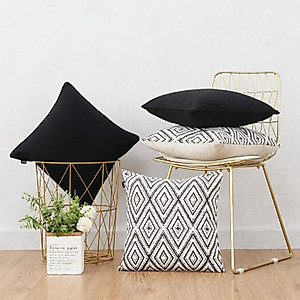 THOHAG Set of 4 Throw Pillow Covers 18 x18 inches, Soft Linen Cushion Covers, Square Decorative Couch Pillows Covers for Sofa Living Room, Black