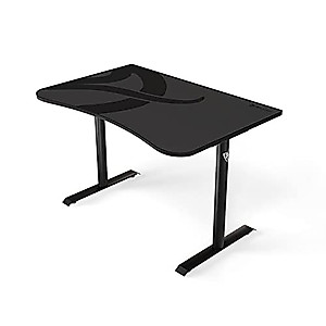 Arozzi Arena Fratello Curved Gaming and Office Desk with Full Surface Water Resistant Desk Mat Custom Monitor Mount Cable Management Cut Outs Under The Desk Cable Management Netting - Dark Grey