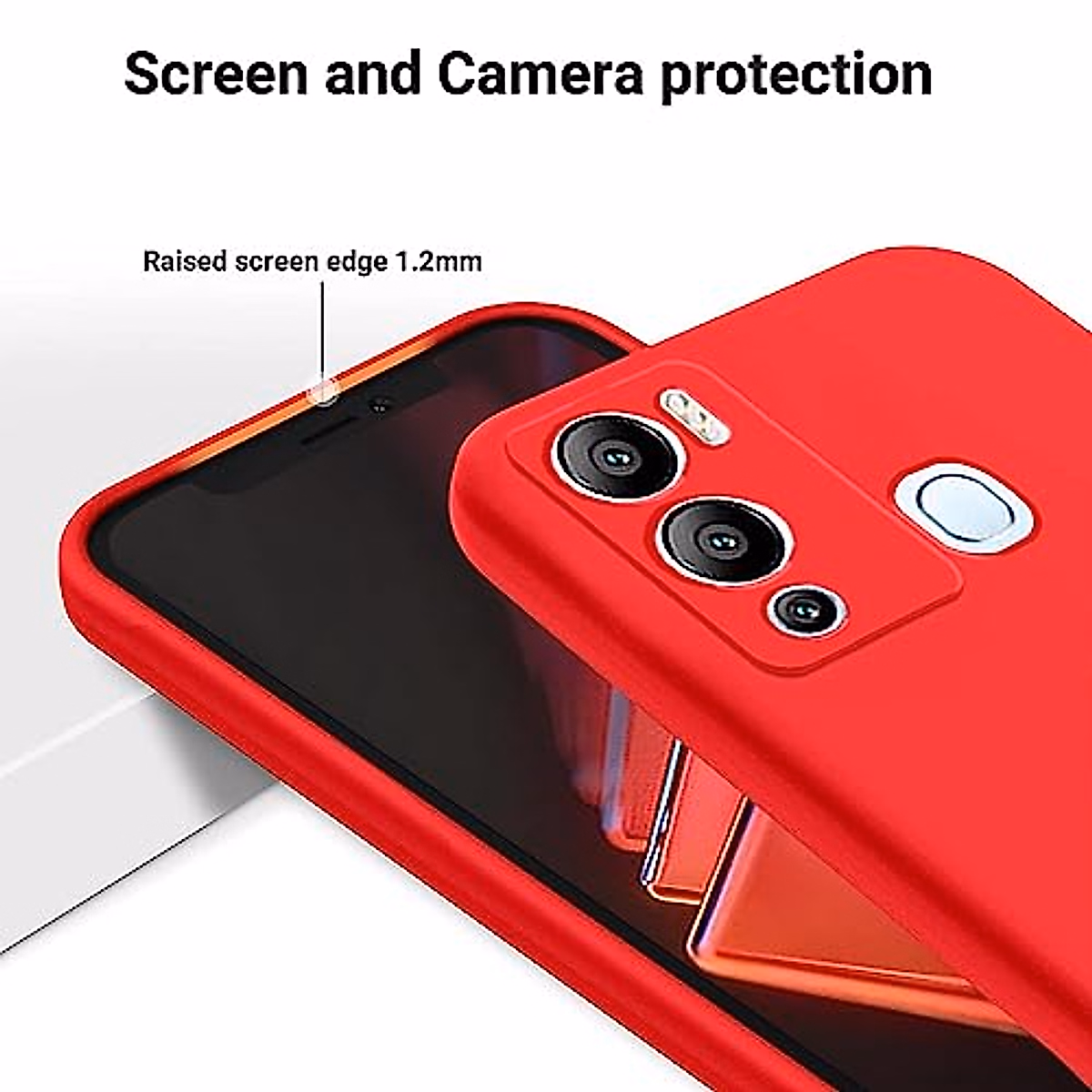 Case for Infinix Hot 12i, Liquid Silicone Protective Phone Case for Infinix Hot 12i with Silicone Lanyard, Slim Thin Soft Shockproof Cover for Infinix Hot 12i Silicone Case Red
