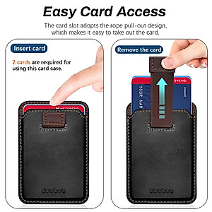 doeboe Phone Wallet, Card Holder for Phone Case, Stick on Leather Credit Card Holder for Cell Phone, Reusable Sticker, Pull-out Design, Compatible with iPhone 14, Samsung, Android and All Smartphones