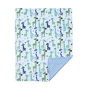 CREVENT Minky Baby Blanket for Boys, Soft Plush Receiving for Newborns - Giraffe 30x40 Inches
