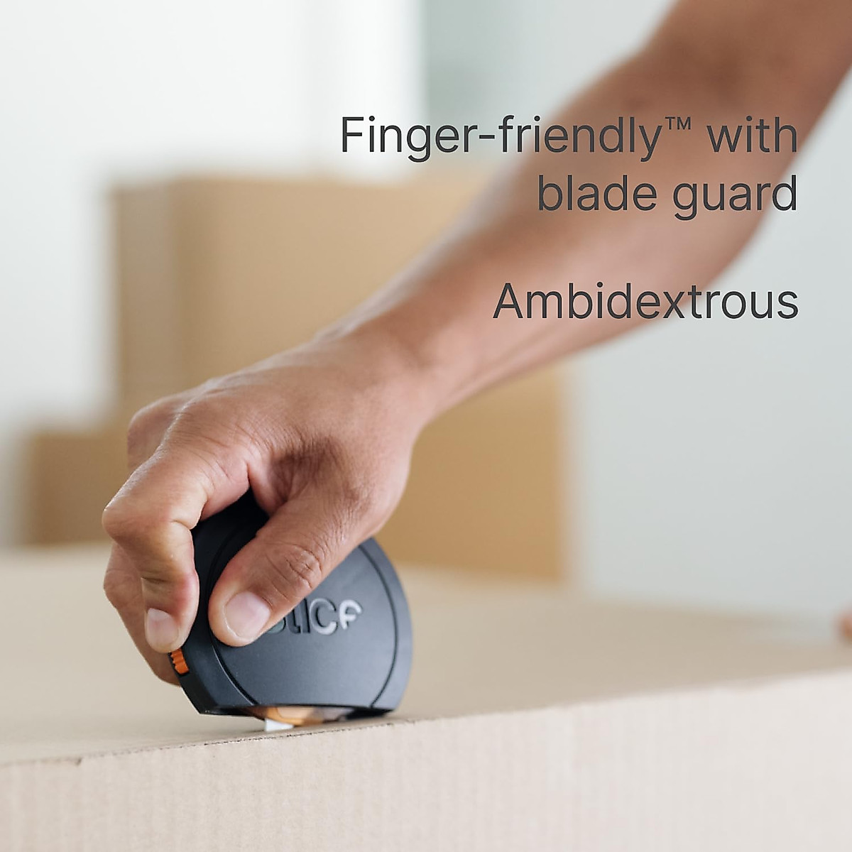 Slice 10477 Super-Safe Carton Cutter, Retracting Blade Guard, Finger-Friendly Blade, Easy Grip, Lasts 11x as Long as Metal, 1 Pack