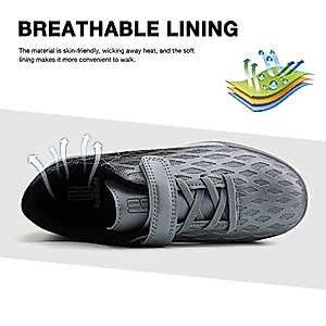 brooman Kids Indoor Soccer Shoes Boys Girls Soccer Cleats Athletic Turf Shoes (1,Silver)