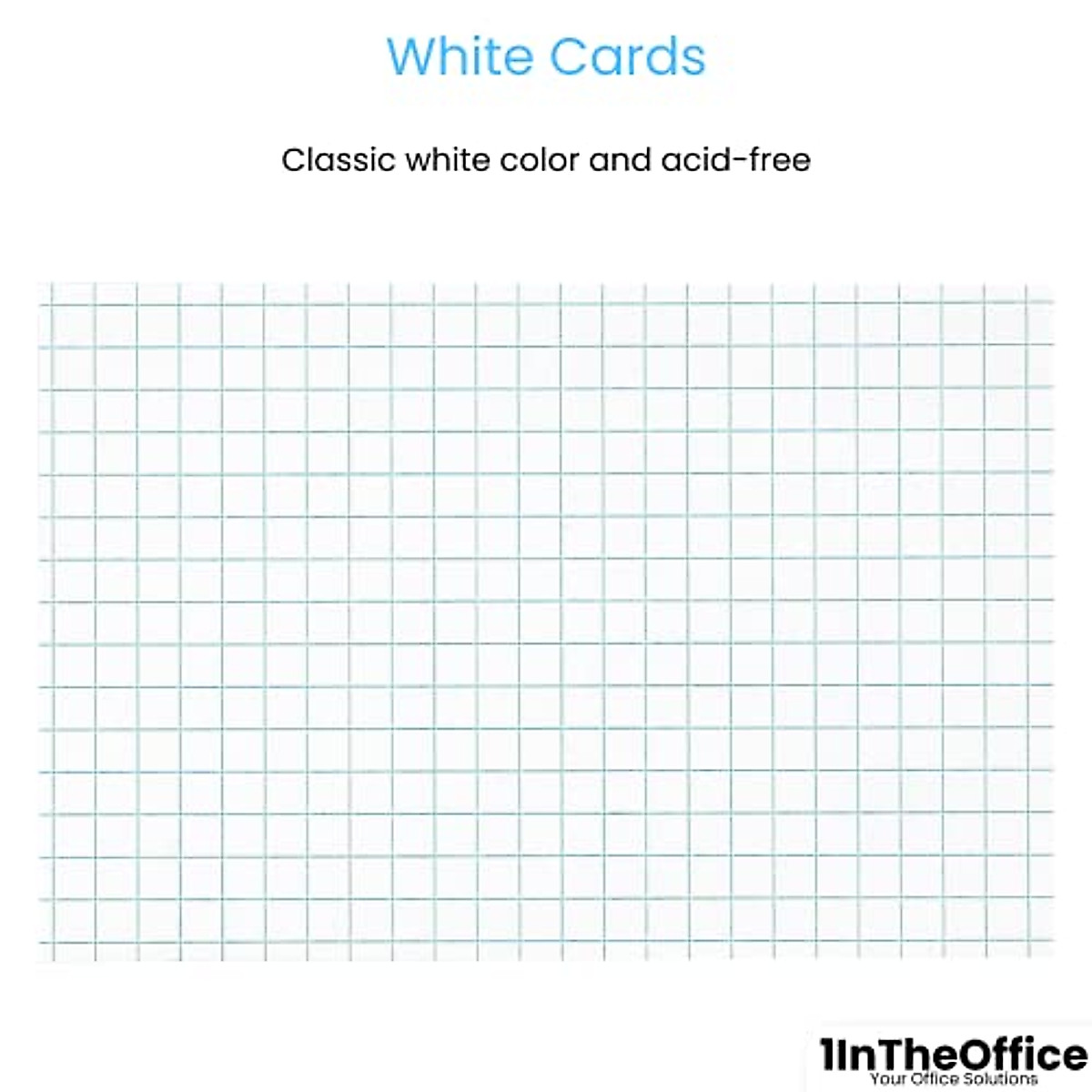 1InTheOffice Index Cards 4x6 Graph Ruled White, Quad Ruled Index cards 4x6 200/Pack
