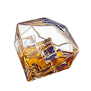 Set of 4 Diamond Whiskey & Wine Glasses 10oz - Wine, Whiskey, Water, Diamond Shaped, Diamonds Collection Sparkle Patented Wine Savant - Stands Alone, Or on Stand