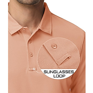 MAGCOMSEN Shirts for Men Long Sleeve Polo Shirts for Men Golf Shirts Dad Shirt Work Shirts Mens Casual Shirts Fishing Shirts for Men Apricot