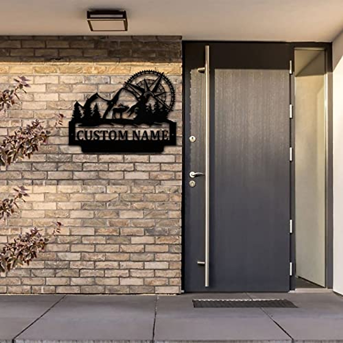 Gotstorms Custom Mountains Deer Compass Metal Wall Art, Personalized Mountains Deer Name Sign Decoration for Room, Deer Home Decor, Custom Deer