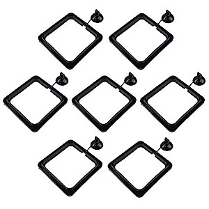 Zelerdo 7 Pack Aquarium Fish Feeding Ring Floating Food Feeder, Square Shape with Suction Cup, Black