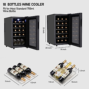 JINJUNYE 15-18 Bottle Wine Fridge, Wine Coolers for Home Freestanding with Touch Screen Digital Temperature Control, Wine Refrigerator for Red White Wine, Champagne, Sparking, Beer