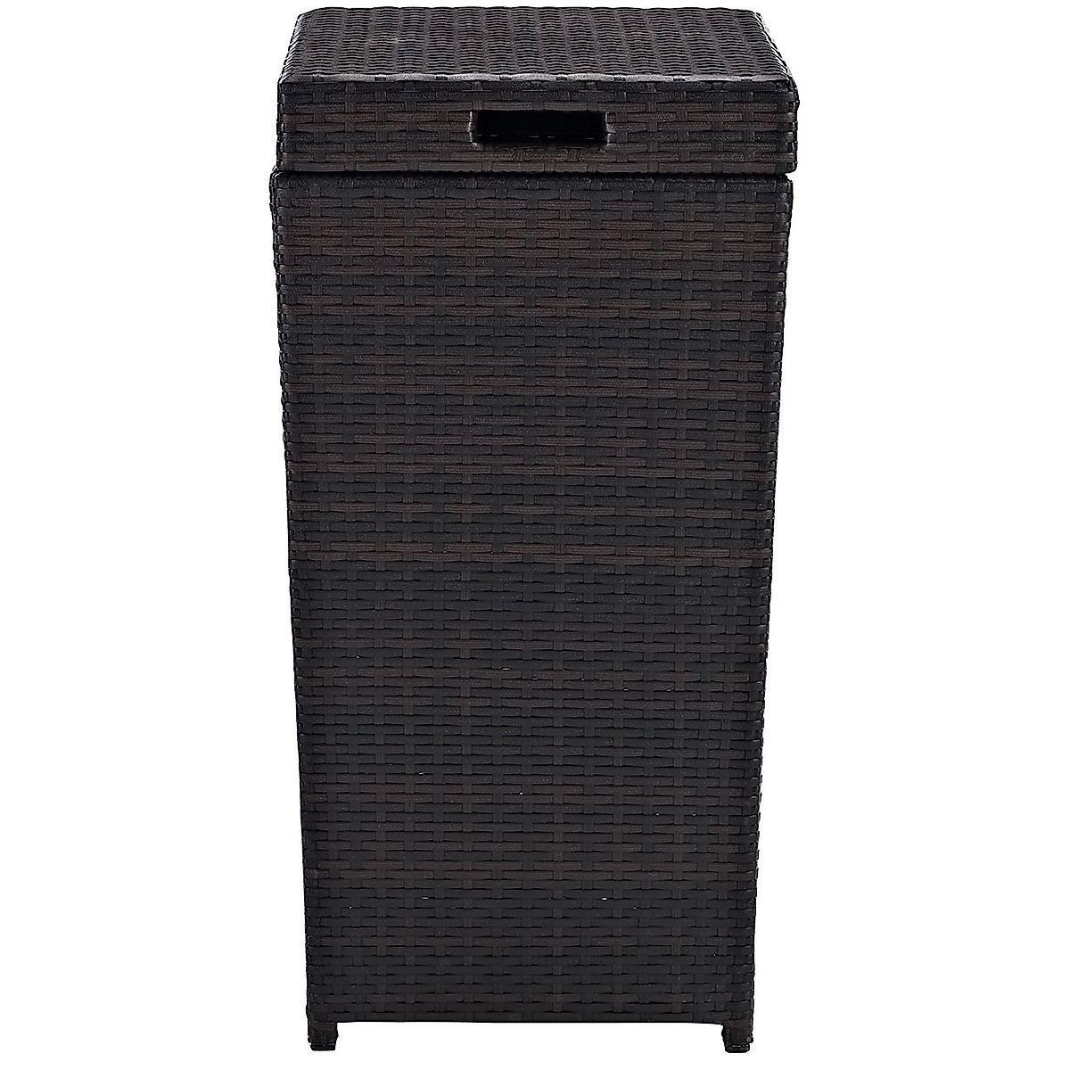 Crosley Furniture Palm Harbor Resin Wicker Outdoor Trash Can With Lid for Backyard, Patio, Deck, Balcony, Brown