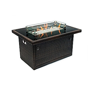 Outland Fire Table Tempered Glass Wind Guard Fence for Outland Series 401/403 Outdoor Propane Fire Pit Tables, Rectangular 29-Inch x 13-Inch x 4.5-Inch - Thick 5/16-Inch Safety Barrier Clear