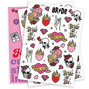 xo, Fetti Bride or Die Bachelorette Temporary Tattoos - 48 Foil Styles | Til Death Do Us Party Bach Decoration, Bridesmaid Favor, Bride to Be Gift + Bridal Shower Supplies