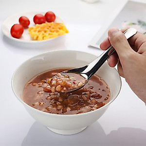 Soup Spoons Stainless Steel Dinner Spoons Set of 6 Chinese Soup Spoon Mirror Polished Asian Soup Spoons for Bouillon Dessert Cereal Thai Miso Ramen