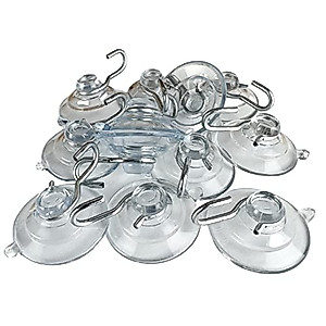 SCB-12 Pak Small 1 1/8-inch Pennsylvania Heavy Duty Suction Cup Hooks for Glass Windows. Signs Holiday Ornaments Suncatchers