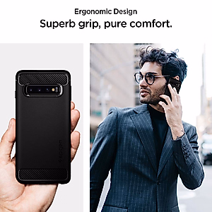 Spigen Rugged Armor Designed for Samsung Galaxy S10 Plus Case (2019) - Matte Black