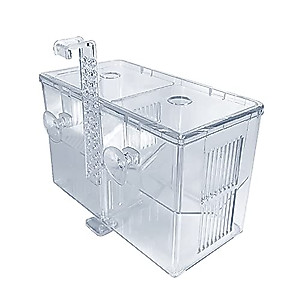 XEOGUIYA Acrylic Aquarium Breeder Box Hang on Back, Isolation Hatchery Feeding Boxes for Small Fish Fry Hatchery