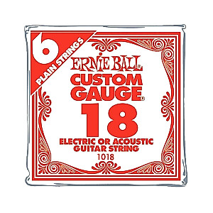 Ernie Ball Plain Single Guitar String .018 6-Pack