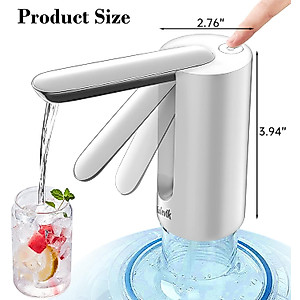 Tulevik Water Bottle Dispenser 5 Gallon, Foldable Water Pump, Automatic Water Pump Universal 2-5 Gallon Bottle, Portable Water Dispenser Pump for Camping Kitchen (White)