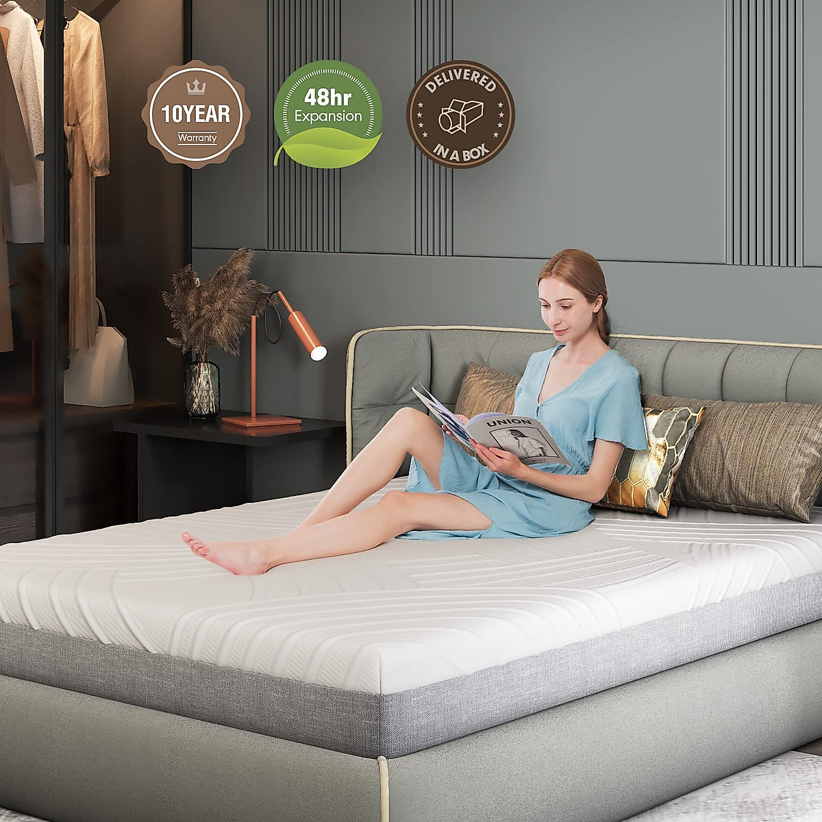 Giantex Memory Foam Mattress, 8 Inch Queen Size, Gel Infused and Bamboo Charcoal Foam for Cool Sleep, Medium Firm Mattress w/Convoluted Foam, Ventilated Hybrid Bed Mattress in a Box, 80L x 60W x 8H