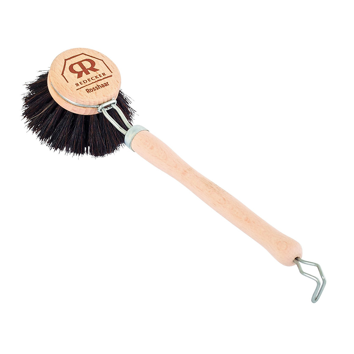 Redecker German-Made Horse Hair Bristle Dish Brush, Soft All-Purpose Scrubber for Kitchen & Household with Strong Horse Hair Bristles, 1-1/2 inch Replaceable Brush Head, Set of 2, 9-inches Long