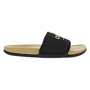 adidas Adilette Comfort Slides Black/Golden Beige/Golden Beige Men's 10, Women's 11 Medium