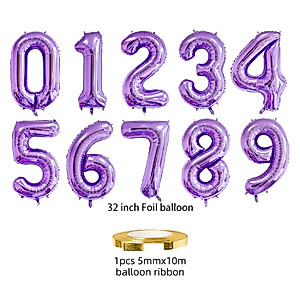 Number 50 Balloons 32 Inch Digital Balloon Alphabet 50th Birthday Balloons Digit 50 Helium Balloons Big Balloons for Birthday Party Supplies Wedding Bachelorette Bridal Shower, Purple Number 50