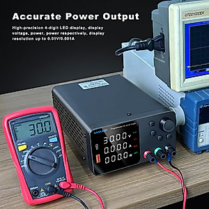 DC Power Supply, 30V 10A Bench Power Supply with Encoder Adjustment, 5V/3.6A USB&Type-C Quick-Charge, Variable Power Supply with Output Enable/Disable Button, Short Circuit Alarm (0-30V 0-10A)