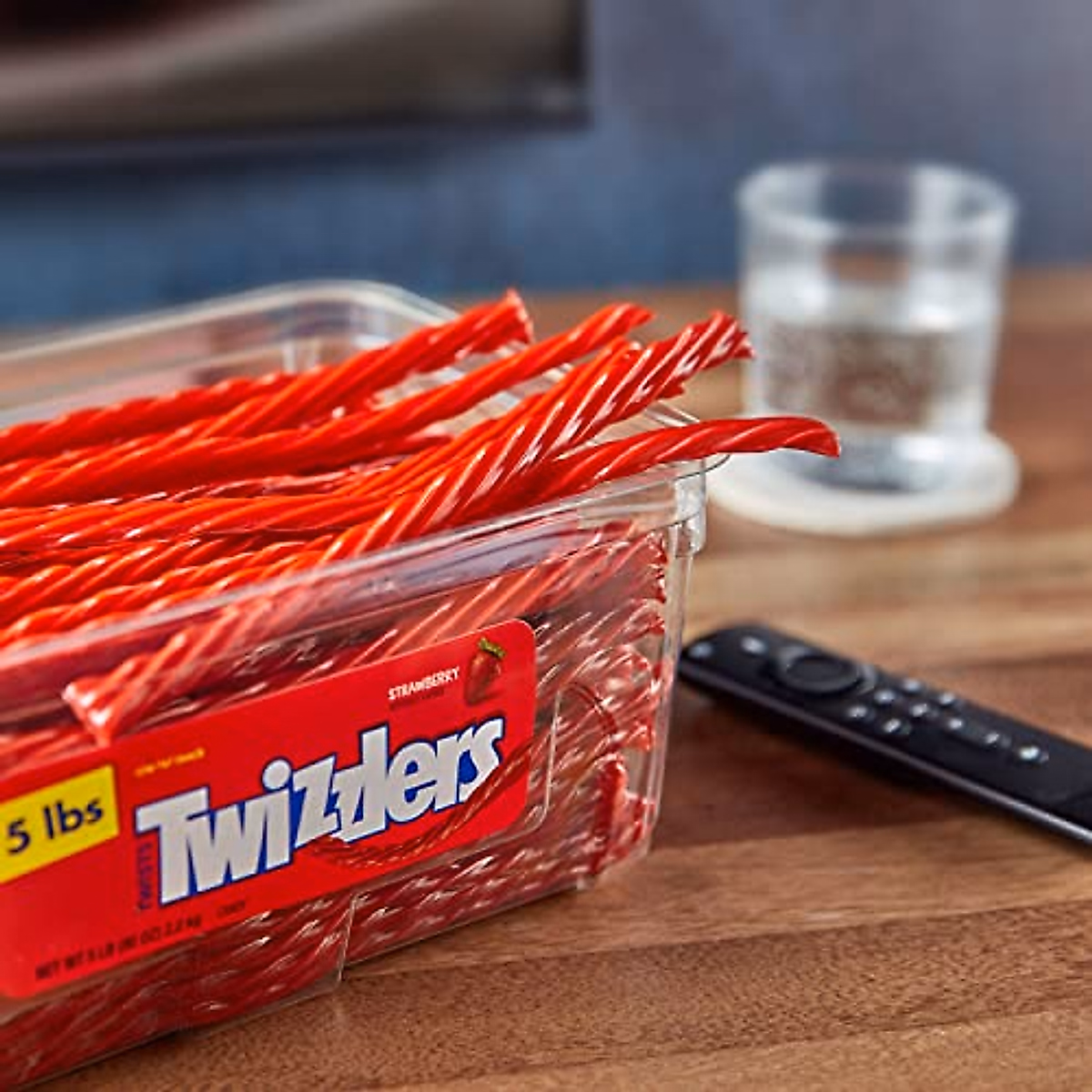 TWIZZLERS Twists Strawberry Flavored Chewy, Low Fat Snack Candy Bulk Container, 5 lb