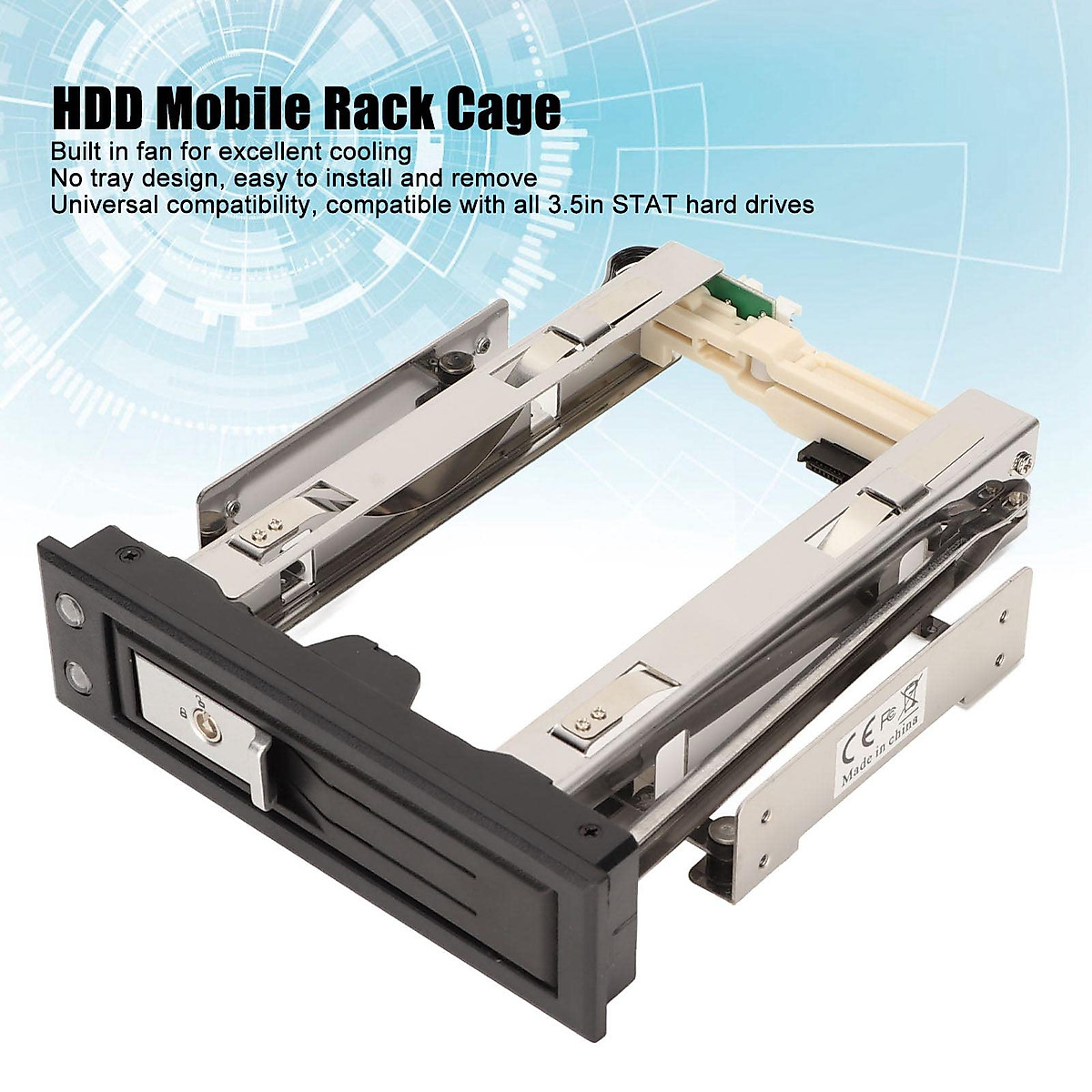 Aluminium Trayless Hot Swap Mobile Rack Backplane Single Bay Internal HDD Enclosure, Support SATA I/II/III 6Gbps for 3.5" Hard Drive SSD and 5.25" Floppy Drive