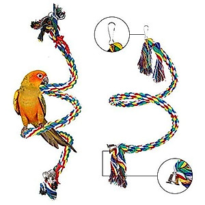 Bird Rope for Parrots,2 PCS Bird Perch Stand,Bungee Bird Toys Bird Cage Accessories for Bird Swinging, Climbing,Standing(3PCS)