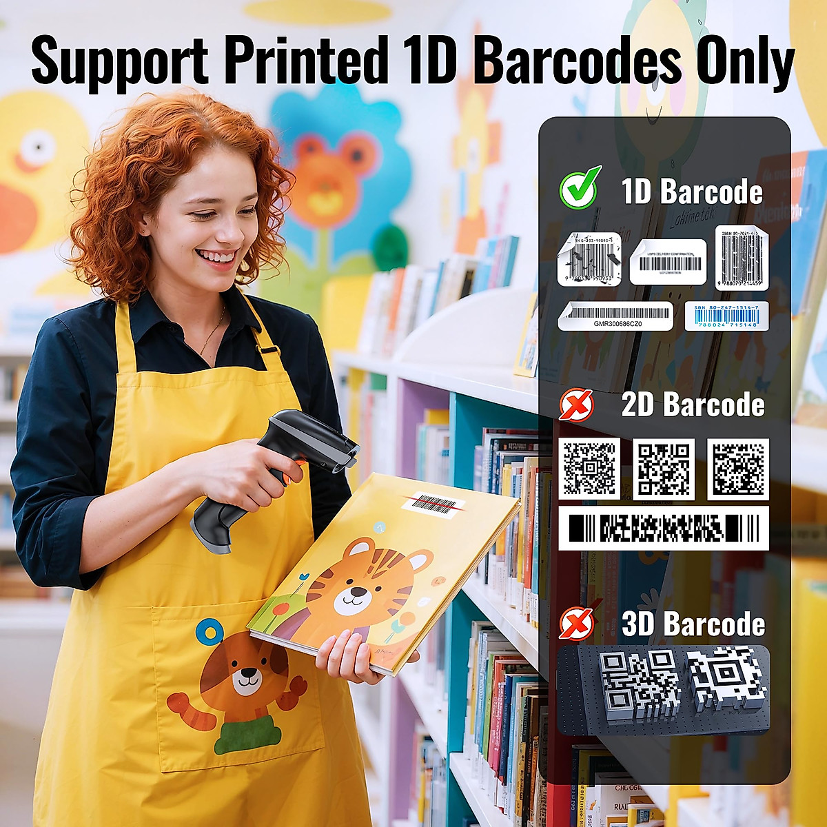 Tera Barcode Scanner Wireless Versatile 2-in-1 (2.4Ghz Wireless+USB 2.0 Wired) with Battery Level Indicator, 328 Feet Transmission Distance Rechargeable 1D Laser Bar Code Reader USB Handheld (Grey)