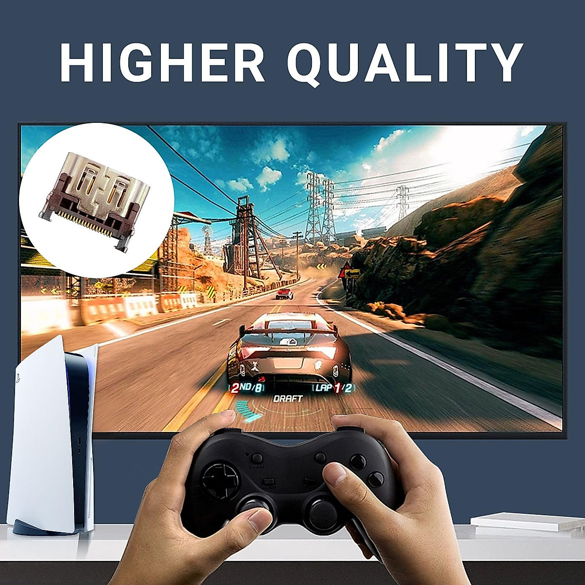 PAOBTEIY HDMI Port Replacement for Playstation 5, HDMI Display Socket Connector Jack for Sony PS5 (Ps5 2pc)