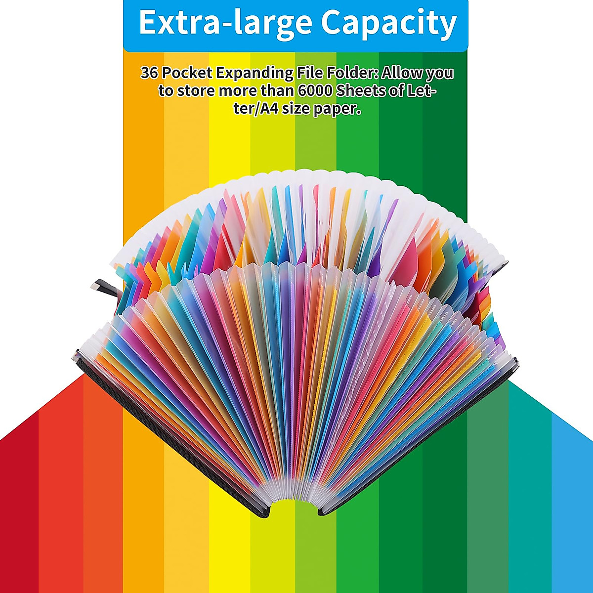 EOOUT 36 Pockets Expanding File Folder, Letter Size Accordion File Organizer with Cloth Edge Wrap Super Large Capacity for Storage Teachers Office and School Supplies